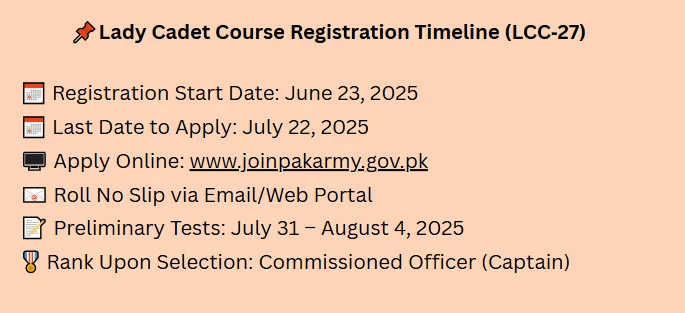 Lady Cadet Course Registration and Eligibility Criteria 2025