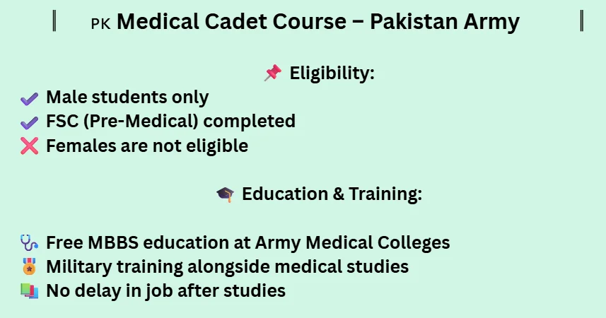 Join Pak Army As a Medical Cadet Course - Eligibility & Test Prep